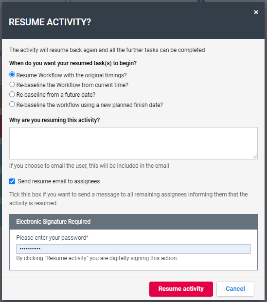 LP3: Manage Activity (Cancel / Pause / Resume) – e-flow